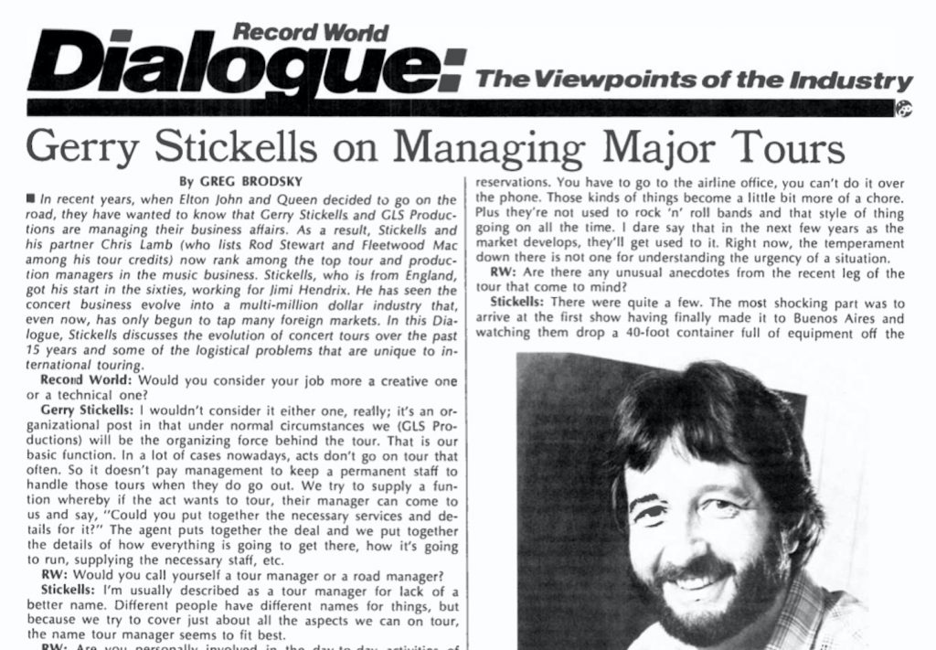 Gerry Stickells, Tour Manager For Queen, Hendrix, Dies - Best Classic Bands