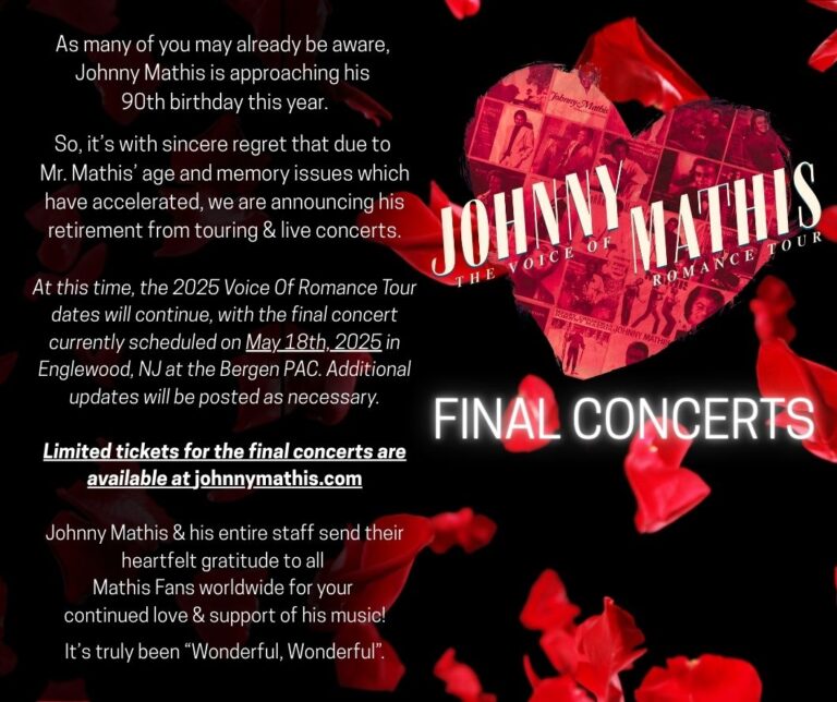Celebrating Balladeer Johnny Mathis, 90, Now Retired From Live ...